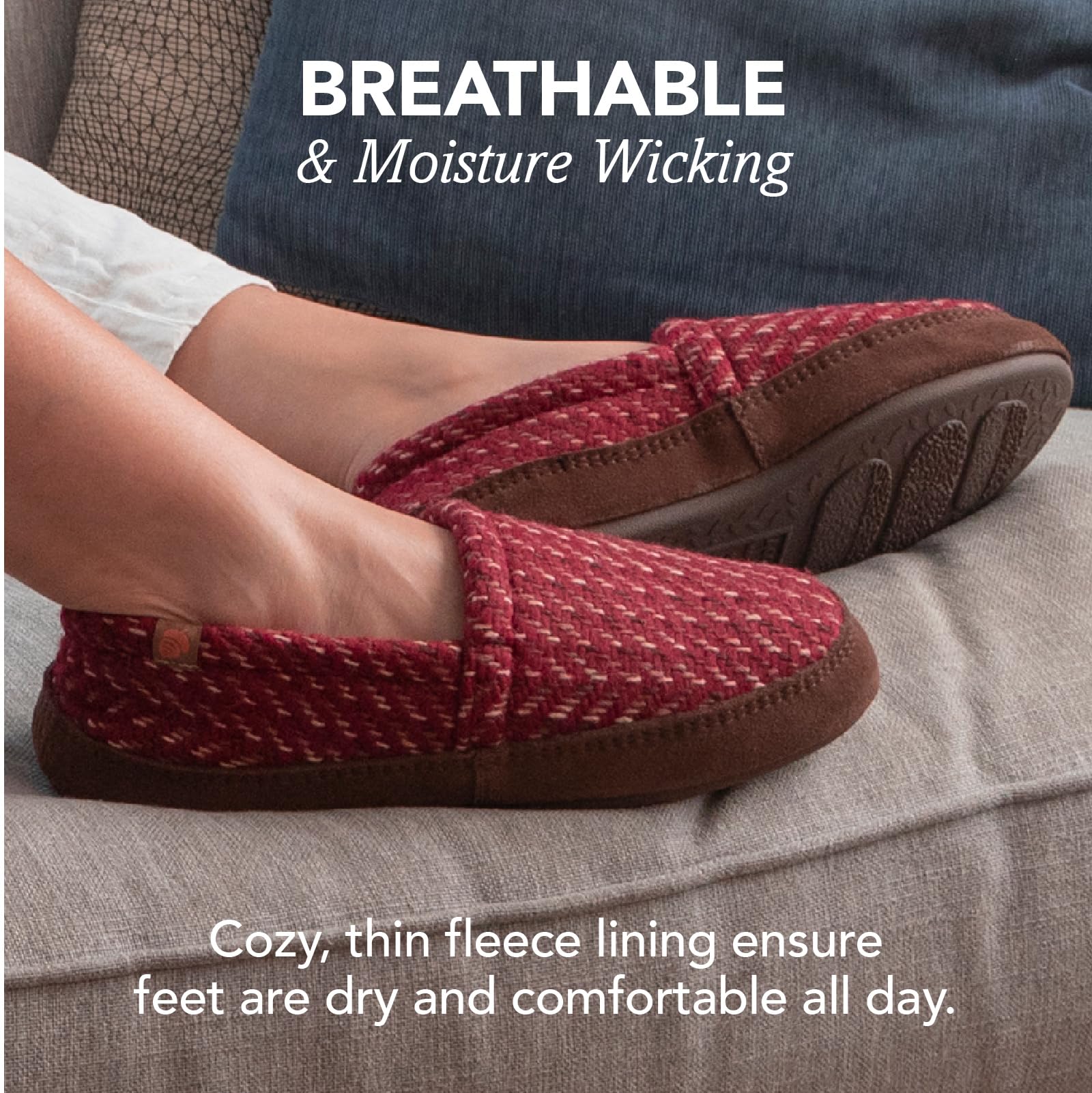 Acorn Women's Moc Slippers with Comfortable Cloud-Like Feel, Soft and Cozy Uppers and Non-Slip Sole, Buff Popcorn, 8-9