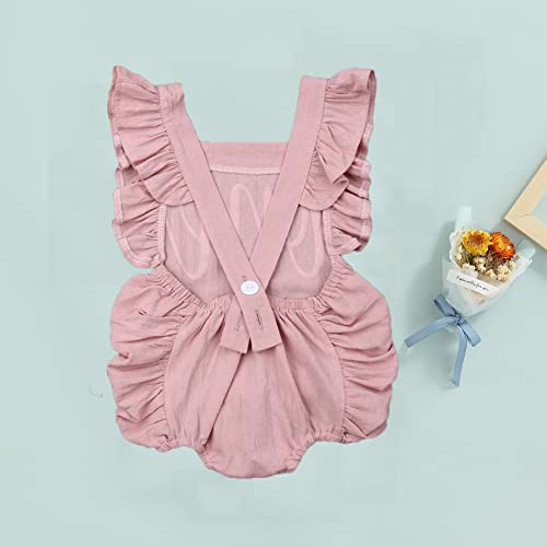 Puloru Baby Girl First Birthday Outfit ONE 1st Birthday Bodysuit Ruffle Romper with Headband Cake Smash Outfit (A Pink, 6-12 Months)