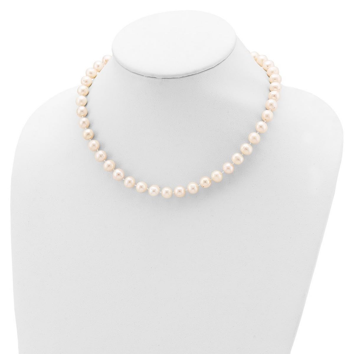 925 Sterling Silver Pearl clasp 8 9mm White Freshwater Cultured Pearl Necklace 16 Inch Jewelry for Women