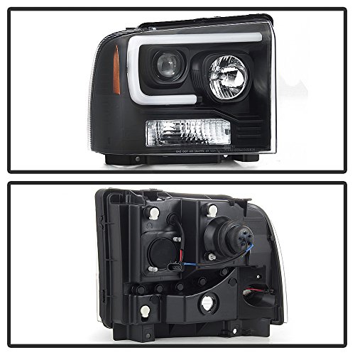 ACANII - For 2005-2007 Ford F250 F350 F450 Superduty Black LED Tube Projector Headlights Headlamps Pair Set Left+Right