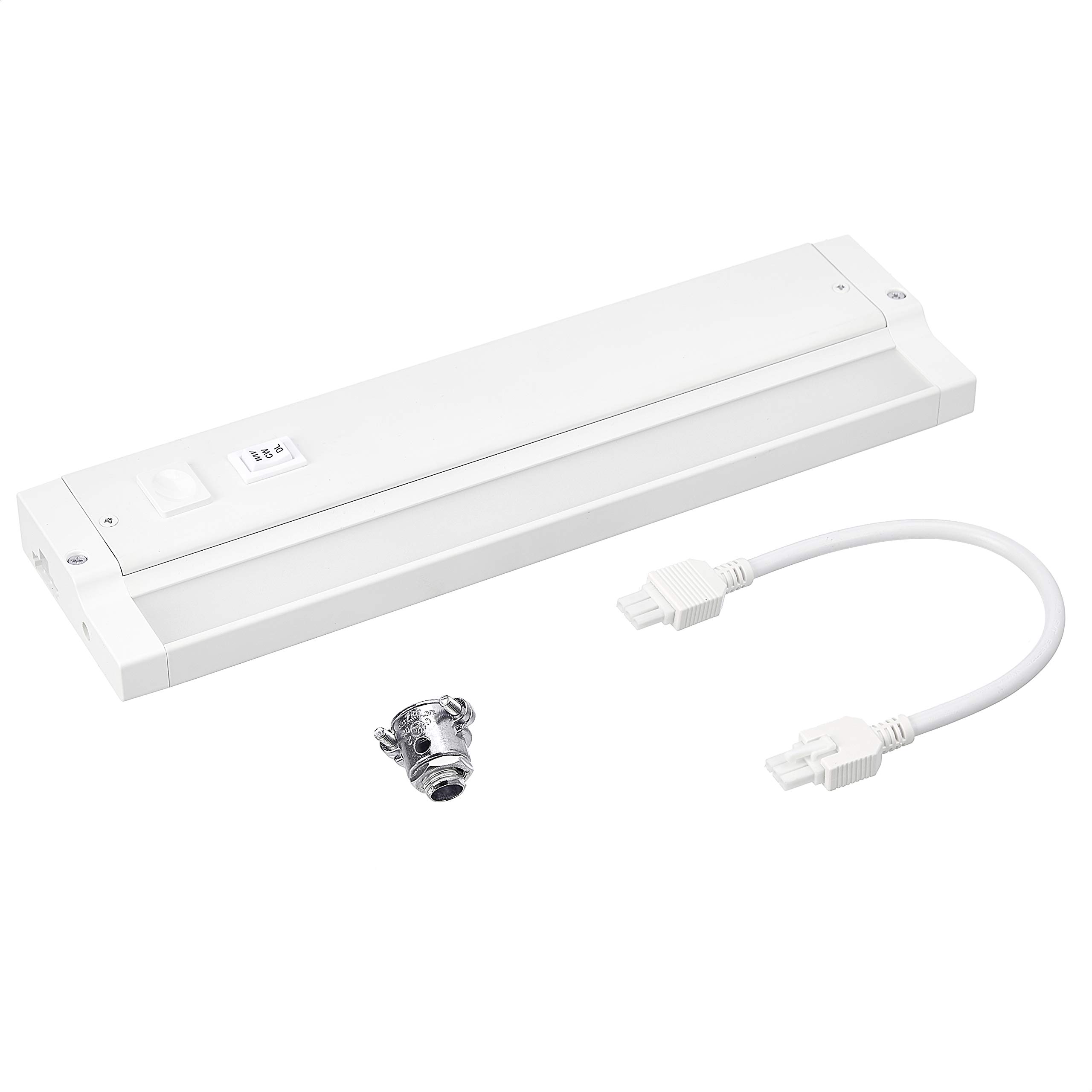 Amazon Basics 3-Color Temperature Level and 3-Section Dimming LED Cabinet Light, Linkable, Direct Wire, White Finish, 18-Inch