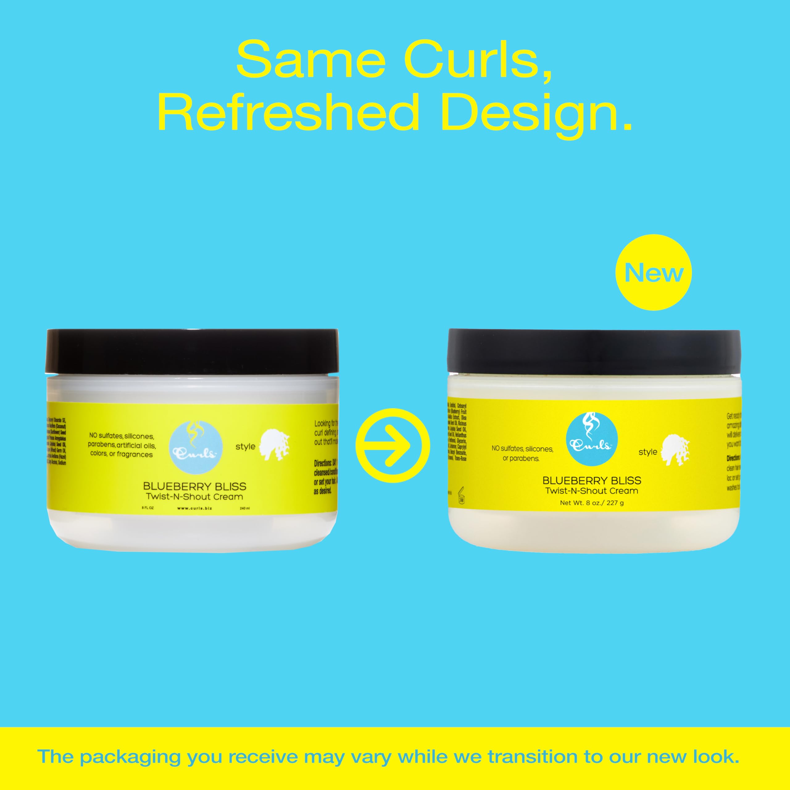Curls Blueberry Bliss Twist-N-Shout Cream - 8 oz, for the Perfect Twist Outs and Braid Outs, for All Natural Types, Adds Sheen, Moisture, and Definition to Hair