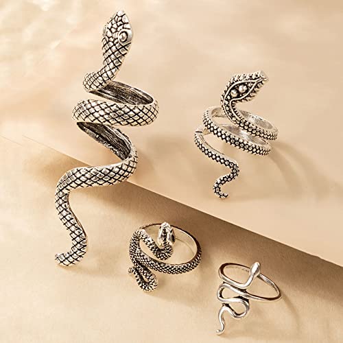 GRAEEN Snake Ring Vintage Snake Knuckle Rings Statement Biker Stackable Ring Reptile Serpent Band Ring Jewelry for Women (Style B)