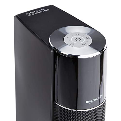 Amazon Basics 34" 1500W Premium Portable Oscillating Ceramic Tower Space Heater with Remote, 3 Heat Settings, Black
