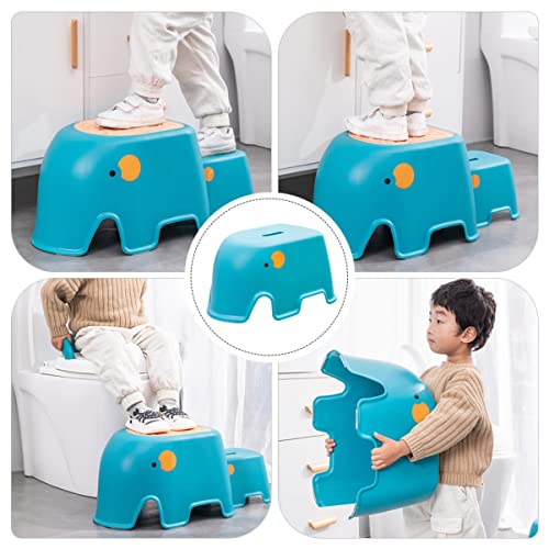 HONMEET 2pcs Chairs Stool Textured Sitting Toilet Room Minimalist Plastic Bathroom Bedroom Practical Home Cartoon Toddler Kitchen Mini Safety Creative Potty Elephant Cute Step Loft