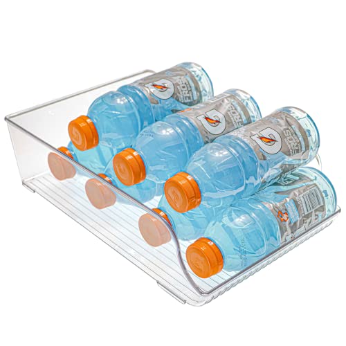 Lifetime Home 4 Pack Clear Water Bottle Dispenser Organizer Bins for Refrigerator - BPA-Free - Fridge Tray for Drinks Soda Cans & Beer - Perfect Refrigerator Organization & Storage