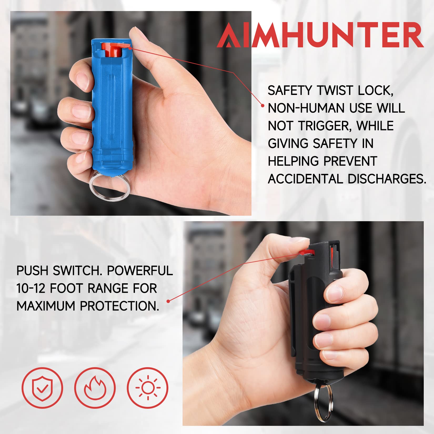 AIMHUNTER Pepper Spray for Easy Multiple Colors Pepper Spray 10-12-Foot (3.5M) Range 25 Bursts