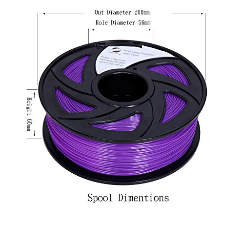 LEE FUNG ABS 3D Printer Filament 1.75mm,1kg (2.2lbs) Spool, Dimensional Accuracy +/- 0.05 mm Purple