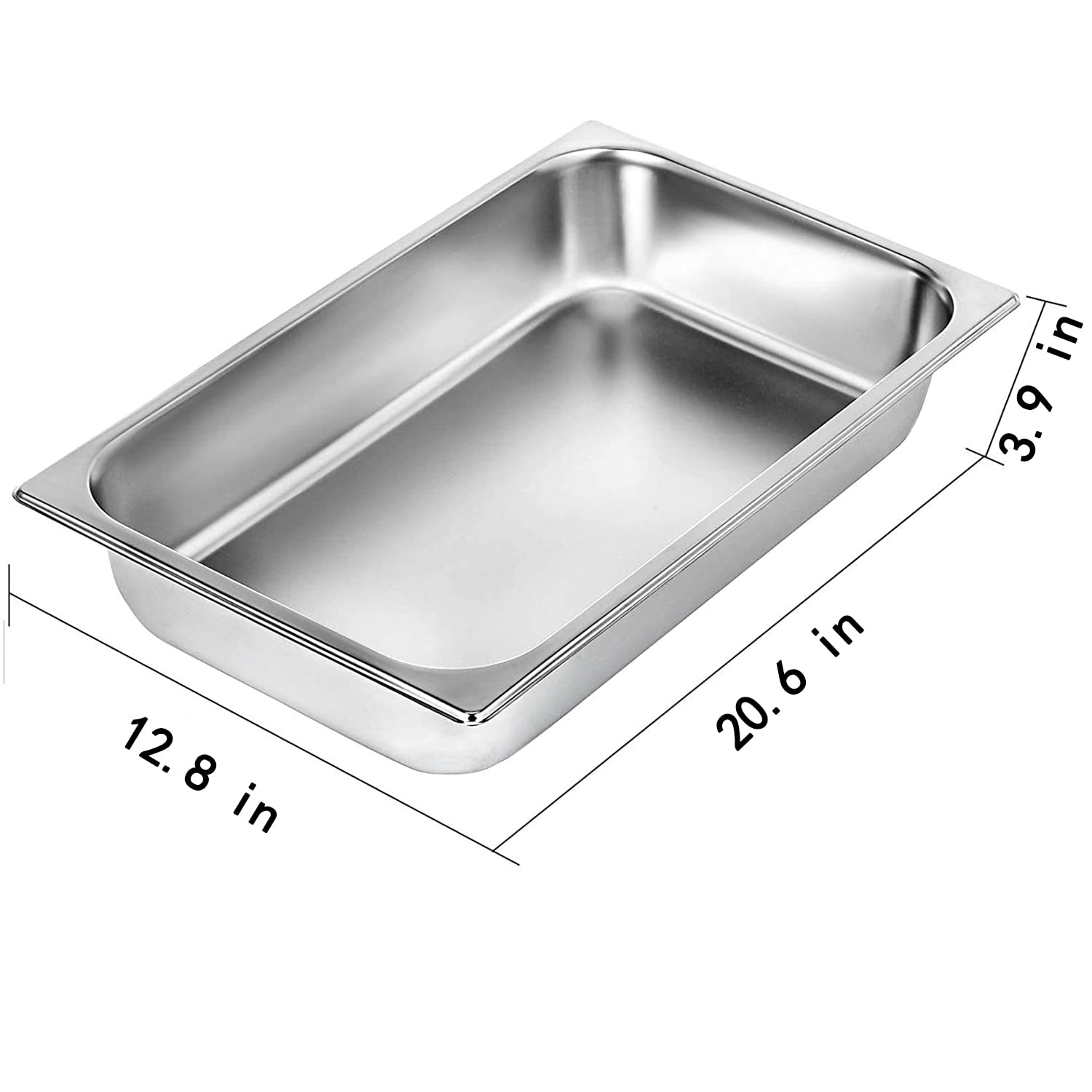 AiMaKoDo Hotel Pan 4" Deep with Lid 4 Pack Steam Table Pan Full Size 20.8" L x 12.8" W Stainless Steel Hotel Pan 22 Gauge Anti Jam Steam Table Pan