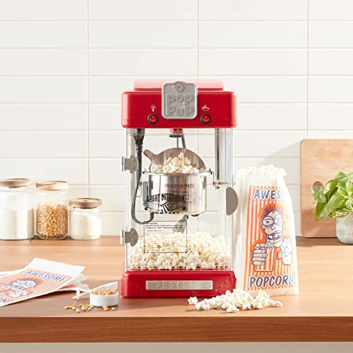 Great Northern Popcorn Company Pop Pup Countertop Popcorn Machine β Tabletop Popper Makes 1 Gallon β 2.5-Ounce Kettle, Catch Tray Warming Light & Scoop, Red (6074)