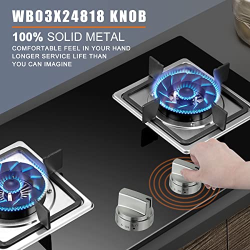 5 Pack Stainless Steel WB03x24818 Gas Stove Knob Replacement for ge,PS11729081 AP5989029 100% Stainless Steel Stove Replacement Knobs,Compatible with ge Stove Knob(Not Universal)-1 Years Warranty