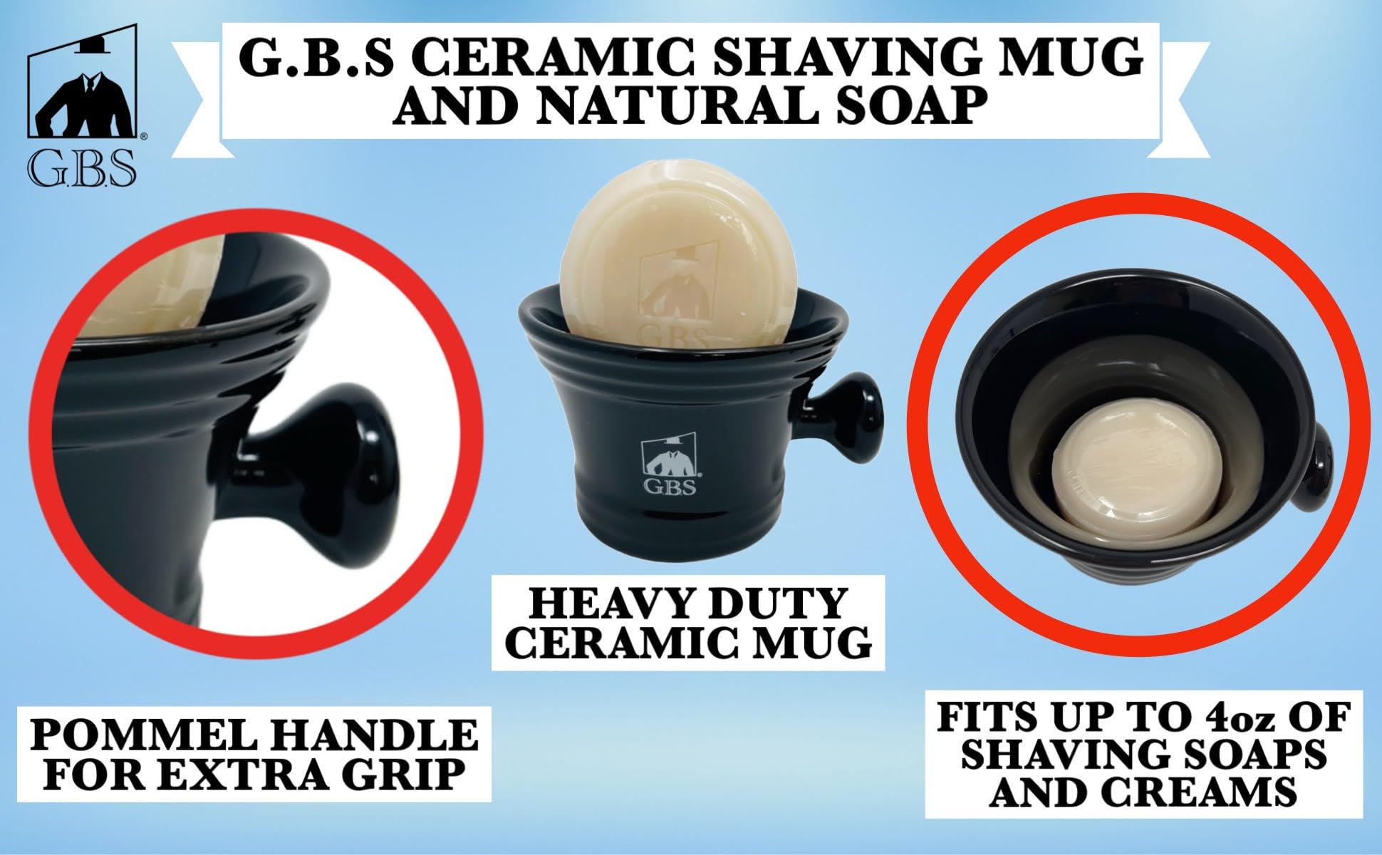 G.B.S Straight Razor Wet Shaving Kit - Classsic Shave Grooming Gift Set for Men - Includes: Straight Edge Razor, Shaving Brush, Alum Block, Shave Soap, Shave Mug Bowl,Sharpening Strop and Paste