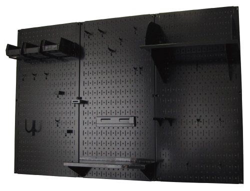 Pegboard Organizer Wall Control 4 ft. Metal Pegboard Standard Tool Storage Kit with Black Toolboard and Black Accessories