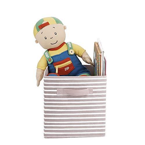 Mind Reader STRIPEBIN-PNK Stripes Design, Foldable Basket with Handles, Decorative Storage, Cube Organizer Bin, Bathroom, Bedroom, Children's Toys, Pink, One Size, 1 Pack