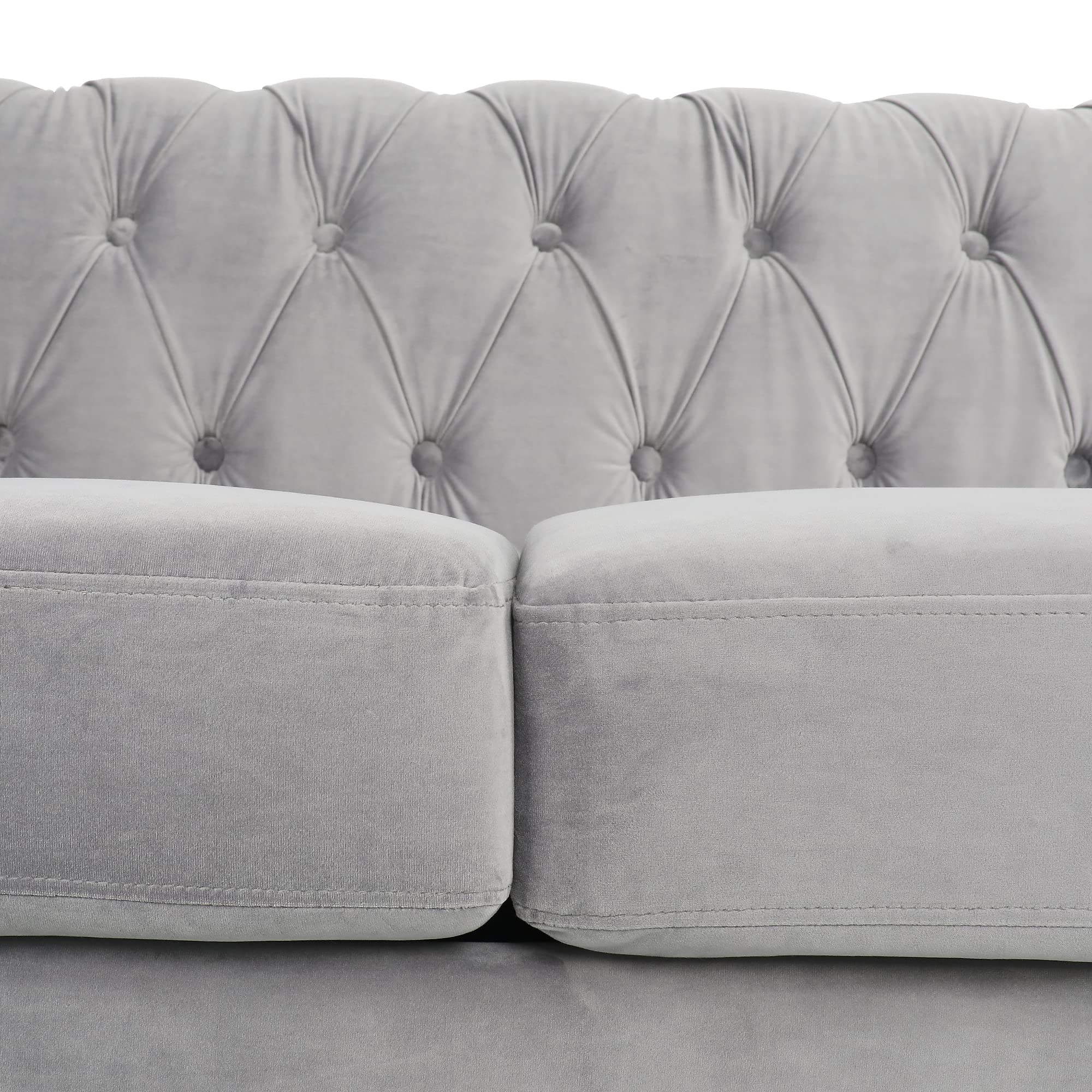 NOSGA Modern Contemporary Sofa Couch with Deep Button Tufting Dutch Velvet, Solid Wood Frame and Wood Legs (Gray)