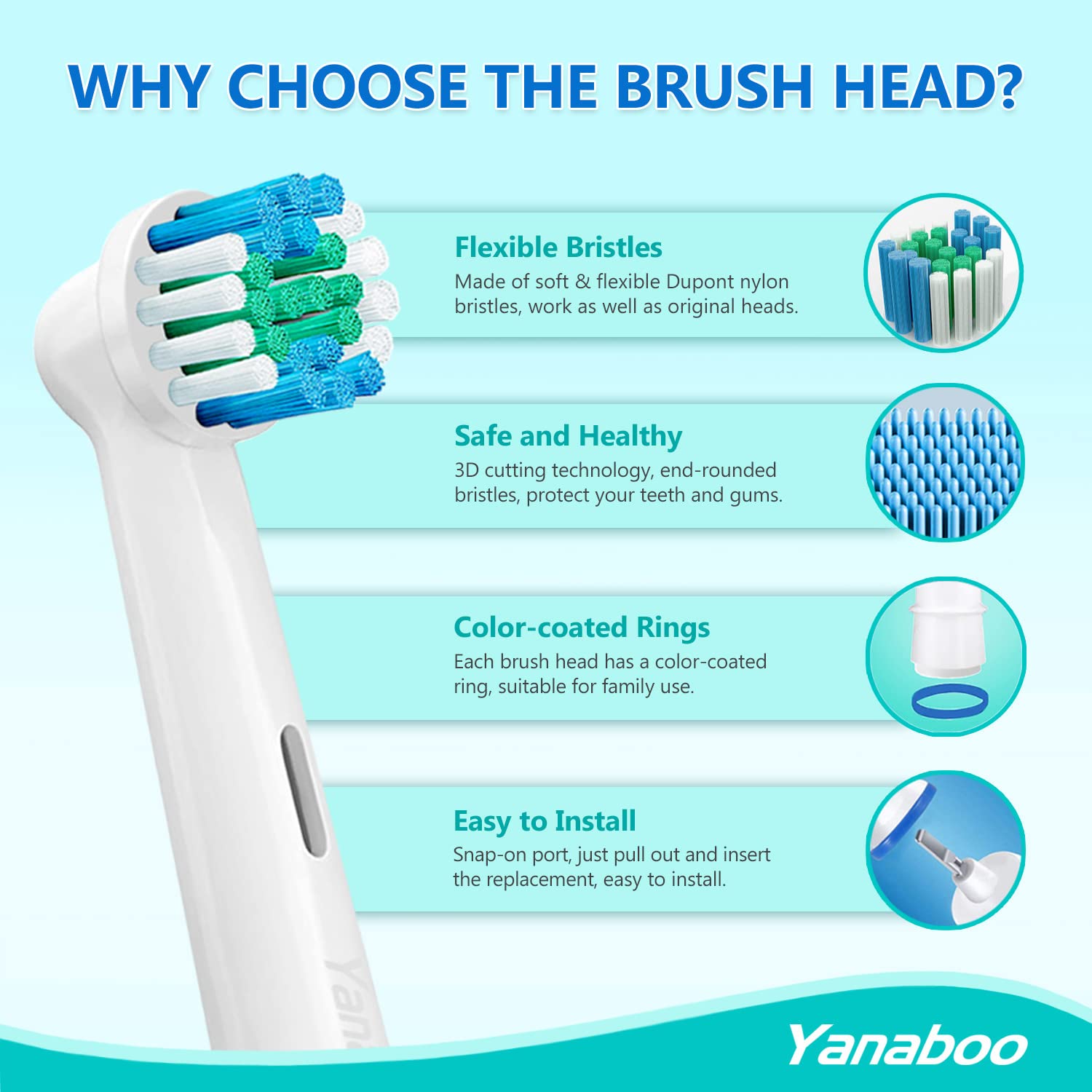 8 Pack Replacement Toothbrush Heads Compatible Brush Heads for Most Braun Oral-B Vitality Professional Care Pro Smart Genius Electric Toothbrushes