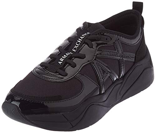A|X ARMANI EXCHANGE Women's AX Logo Streetwear Sneaker, Black, 8.5