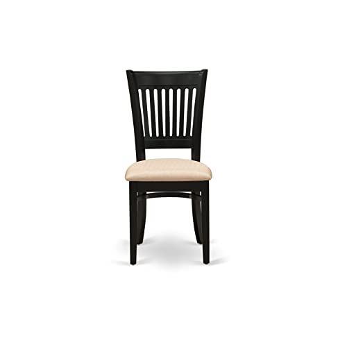 East West Furniture AMVA5-BCH-C 5 Piece Kitchen Table Set for 4 Includes a Round Dining Room Table with Pedestal and 4 Linen Fabric Upholstered Dining Chairs, 36x36 Inch, Black & Cherry