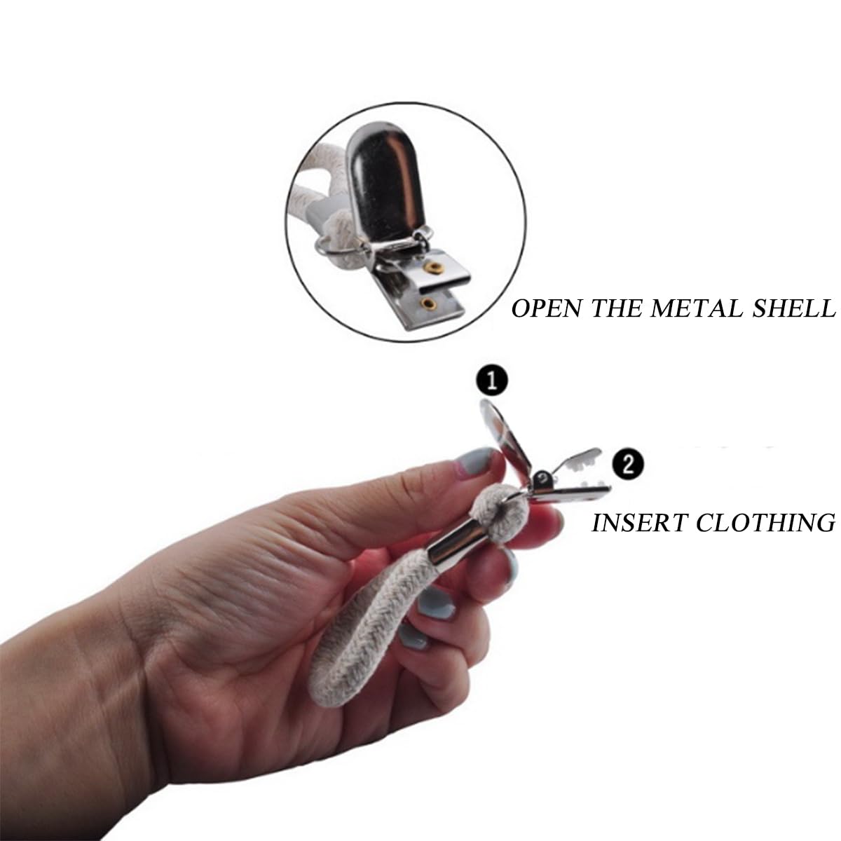 Xzhixiao 4pcs Rust-Resistant Metal Cotton Rope Towel Clips, Hanging Clips for Drying Towels and Other Fabric Items, Suitable for Home Bathrooms