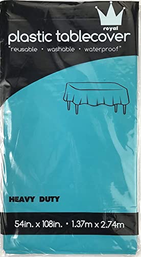 Royal 7 Pack of:3 Plastic Table Cloth 54 x 108, Plastic Party Table Cover, Reusable Plastic Table Cloth, Disposable Rectangular Table Cover (Turquoise, 3)…