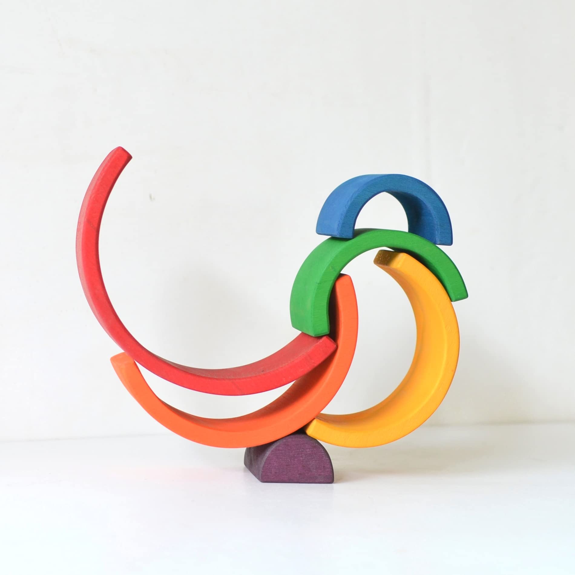 Chitrani Rainbow Stacker 6 Piece - Nesting Wooden Waldorf Blocks, Elements of Nature