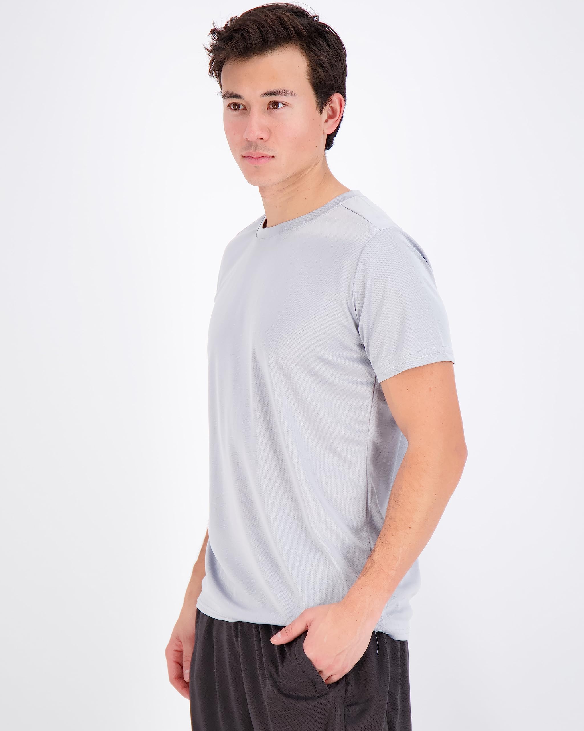 5 Pack:Men’s Mesh Active Wear T-Shirt Essentials Performance Workout Gym Training Quick Dry Fit Dri Tech Breathable Short Sleeve Crew Under Shirt Athletic Sport Running Top Exercise SPF- Set 5 L