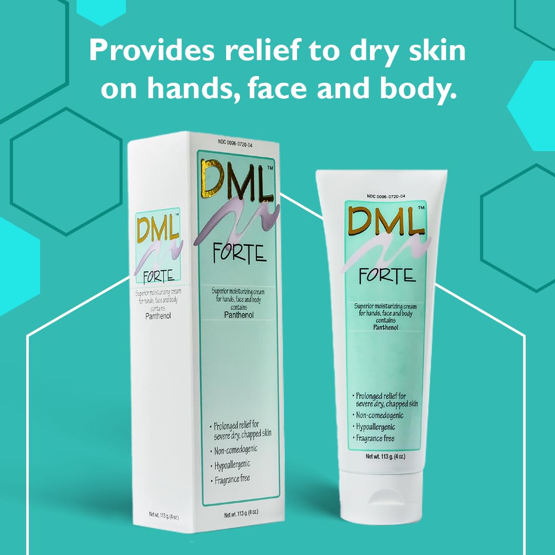 DML Forte Skin Care- Super-Hydrating Hand, Face, and Body Moisturizer/ Hypoallergenic Face Moisturizer for Dry and Cracked Skin/ Gentle Moisturizing Cream Safe for Faces and Sensitive Skin / 4 oz