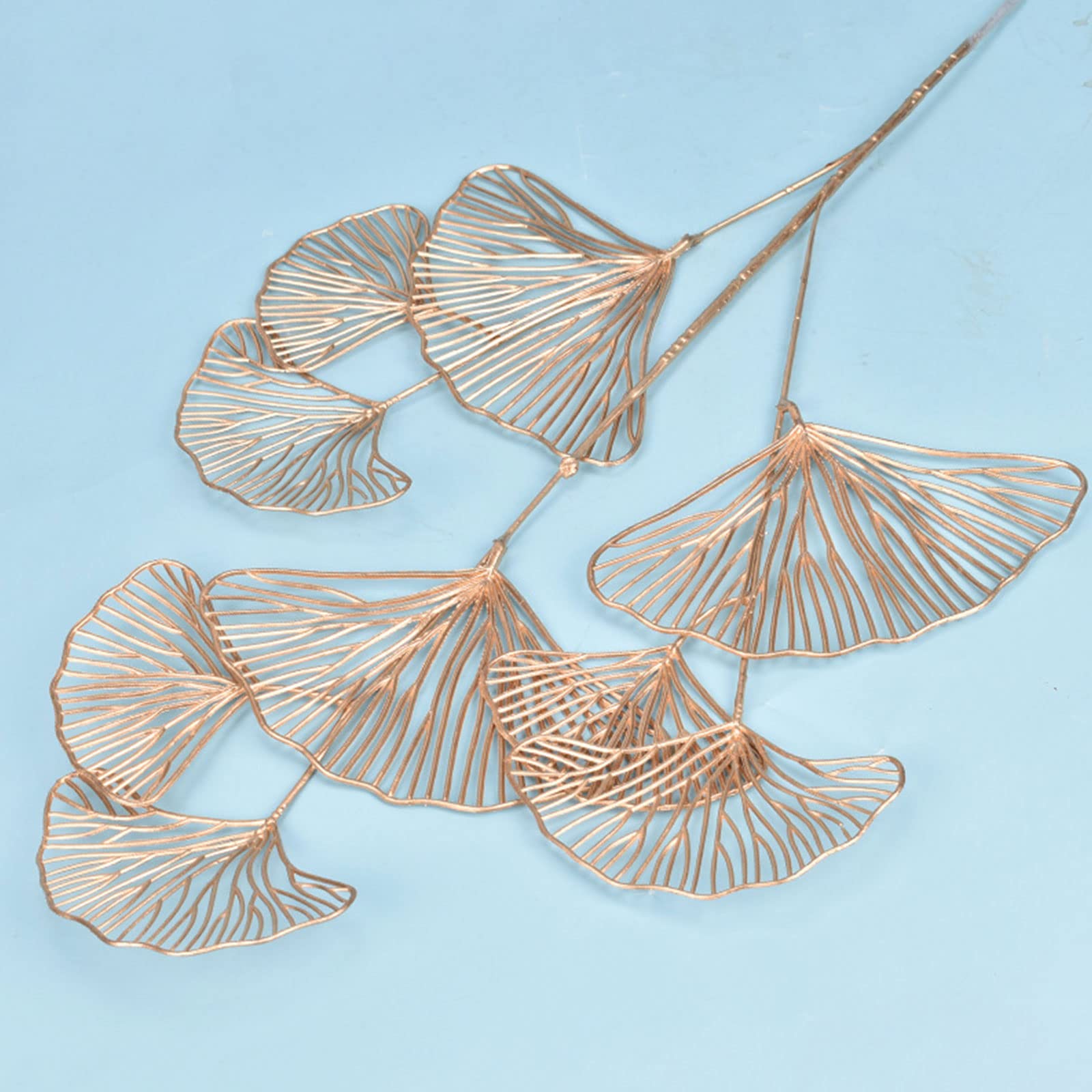 CVPDI 4 Pack Ginkgo Leaves Decorations,Artificial Gold Leaves with Stems Indoor Outdoor Planter Vase Filler Home Garden Wedding Decor