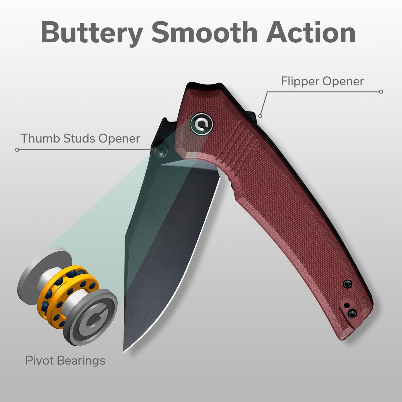 CIVIVI Tranquil Folding Pocket Knife for EDC, 3.7'' Swedish 14C28N Blade, Ergonomic Grip, Solid Liner Lock, Reversible Pocket Clip C23027-2(Burgundy)