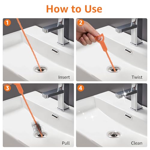 Amazon Basics Drain Clog Remover Tool, 6 Pack