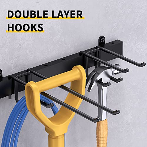 Venkuber Garage Storage, Garden Tool Organizers Wall Mount Broom Holder Shovel Hanger Heavy Duty Shelving Rack Hanging Hooks Power Tool Organization for Yard Shed Basement