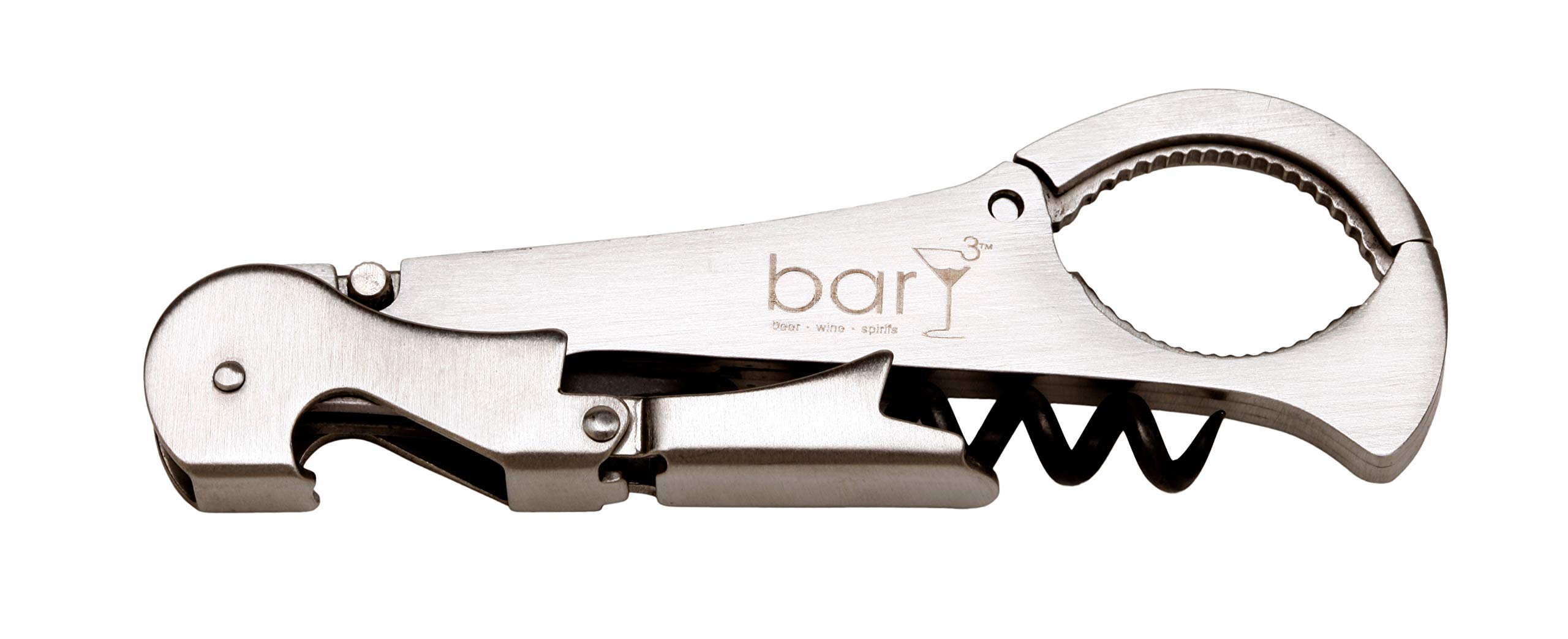 BARY3 WAITERS CORKSCREW WITH FOIL CUTTER - STAINLESS STEEL WAITERS CORKSCREW WITH BUILT-IN BOTTLE OPENER AND KNIFE - AVAILABLE AS 1 CORKSCREW OR IN A PACK OF 2! (2)