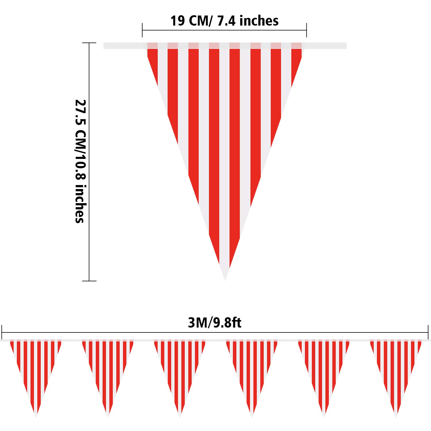 5 Packs Carnival Circus Party Decorations Supplies, Circus Carnival Bunting Banner, Red and White Pennant Banner Triangle Bunting Flag for Carnival Birthday Party, 7.4 x 10.8 Inch