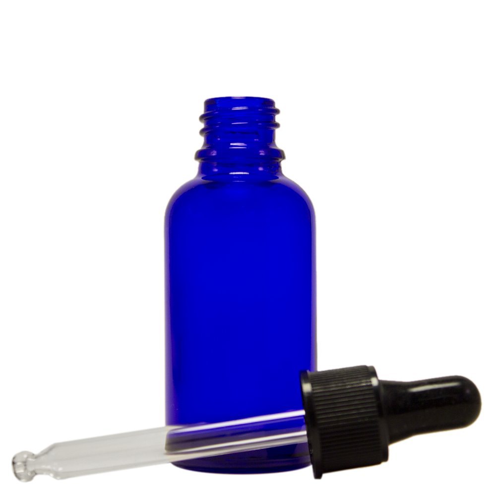 GreenHealth 2 Pack of Cobalt Blue Glass Bottles 1 Oz Bottle with Round Tip Dropper