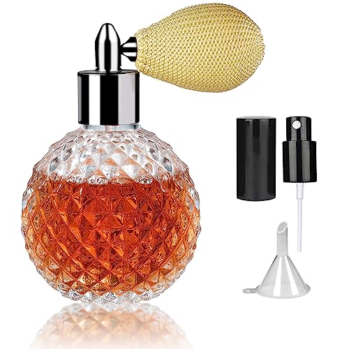 LINALL Perfume Bottle Vintage Atomizer Spray Bottle for Cocktail 100ml/3.4oz Empty Refillable Perfume Atomizer Glass Bottle Great for Perfume Home Decoration