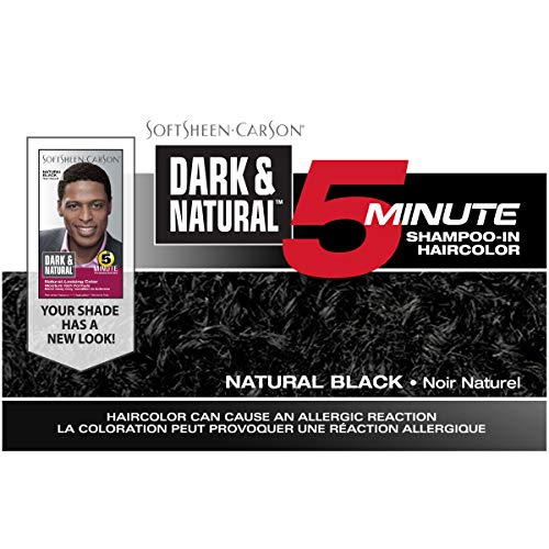 SoftSheen-Carson Dark & Natural Hair Color for Men 5 Minutes, Natural Looking Gray Coverage for Up To 6 Weeks, Shampoo-in Permanent Hair Dye, Jet Black, Ammonia Free, Natural Black, 2 Count