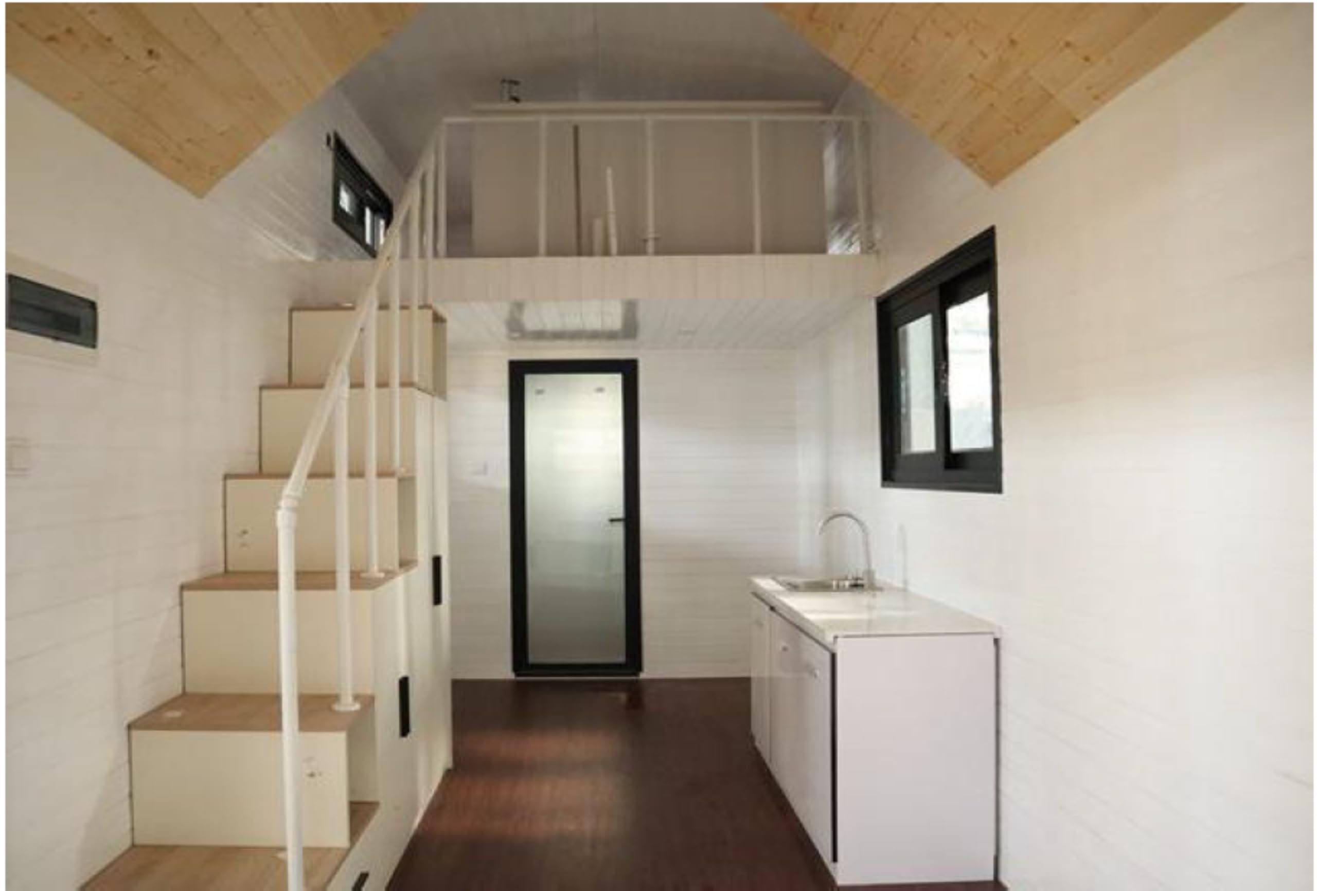 Aluminum Tiny Movable Prefabricated Insulated House with 1 Bathroom, 1-3 bedrooms & 1 Kitchen- Tiny loft House, Mini Caravan,Travel Camper Trailer for Family (Modern, 3, Bedroom)