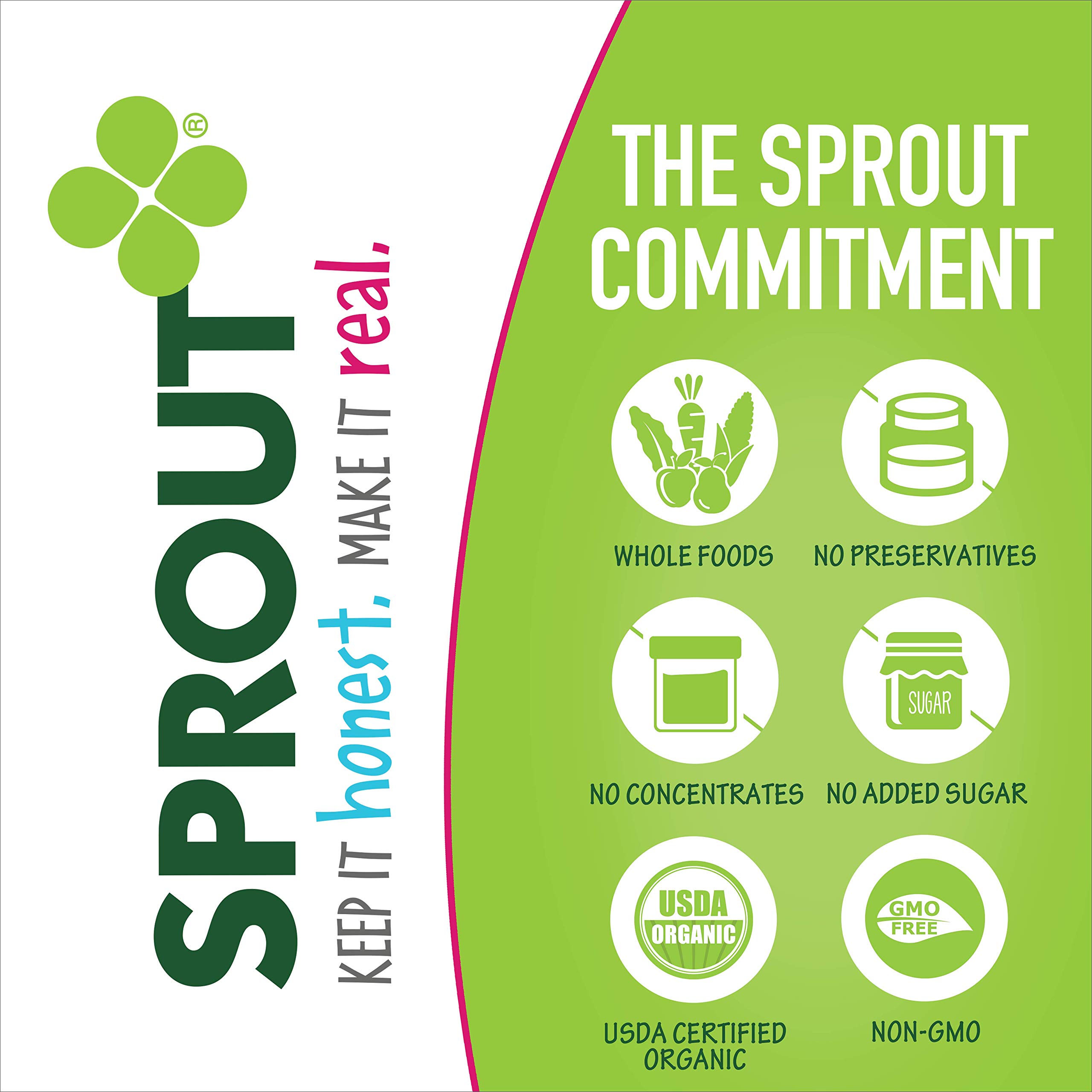 Sprout Organic Baby Food, Stage 2 Snacks, Carrot Mango and Apple Kale Plant Power Baby Puffs Variety Pack, 1.5 Oz Canister (6 Count)