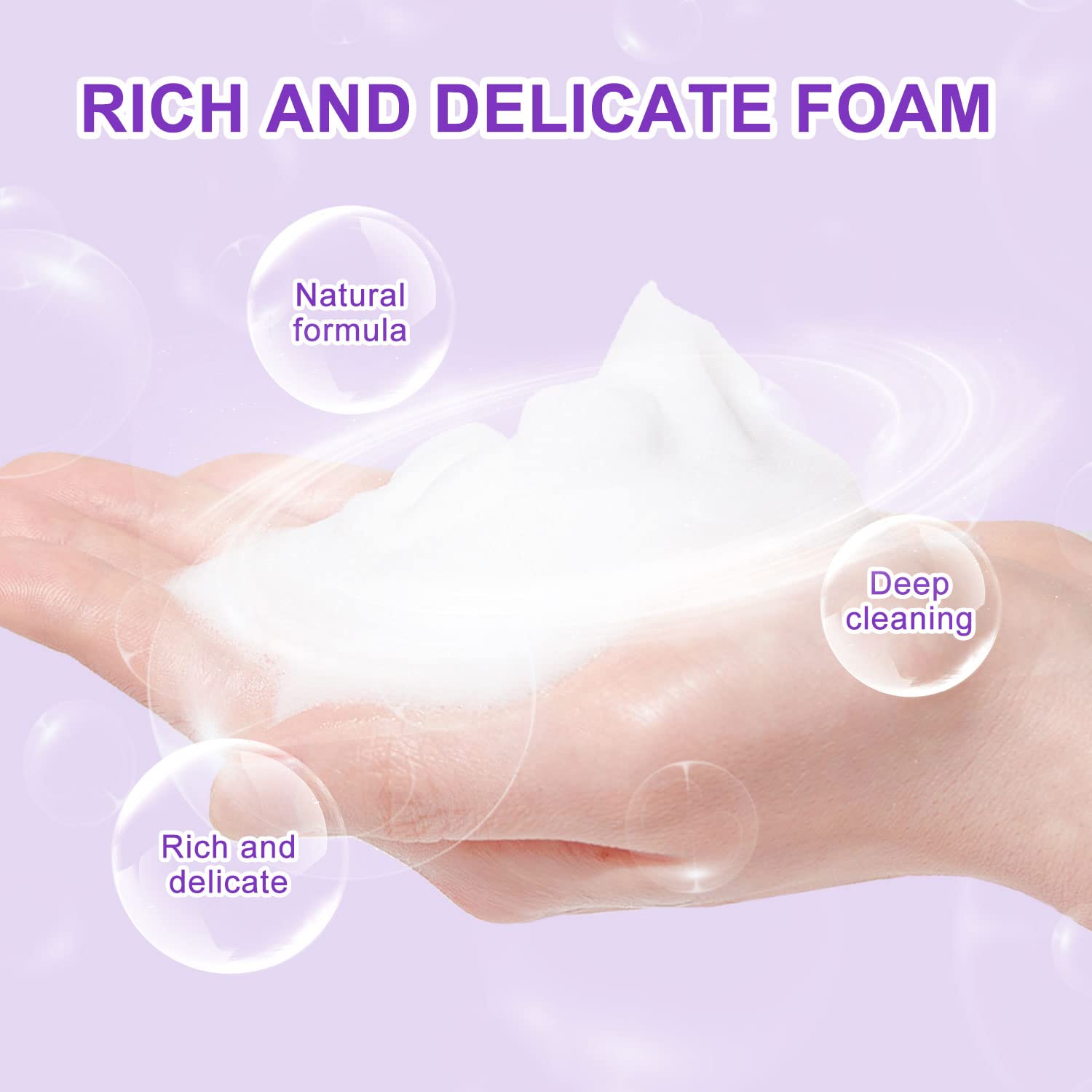 AuReve Lash Shampoo Eyelash Extensions Cleanser Concentrate 80ml Eyelash Shampoo Foam Lash Cleaning Kit Care, Non-lrritating Prolong Lash Cleanser, Bottles Lash Shampoo for Lash Extension (Lavender)