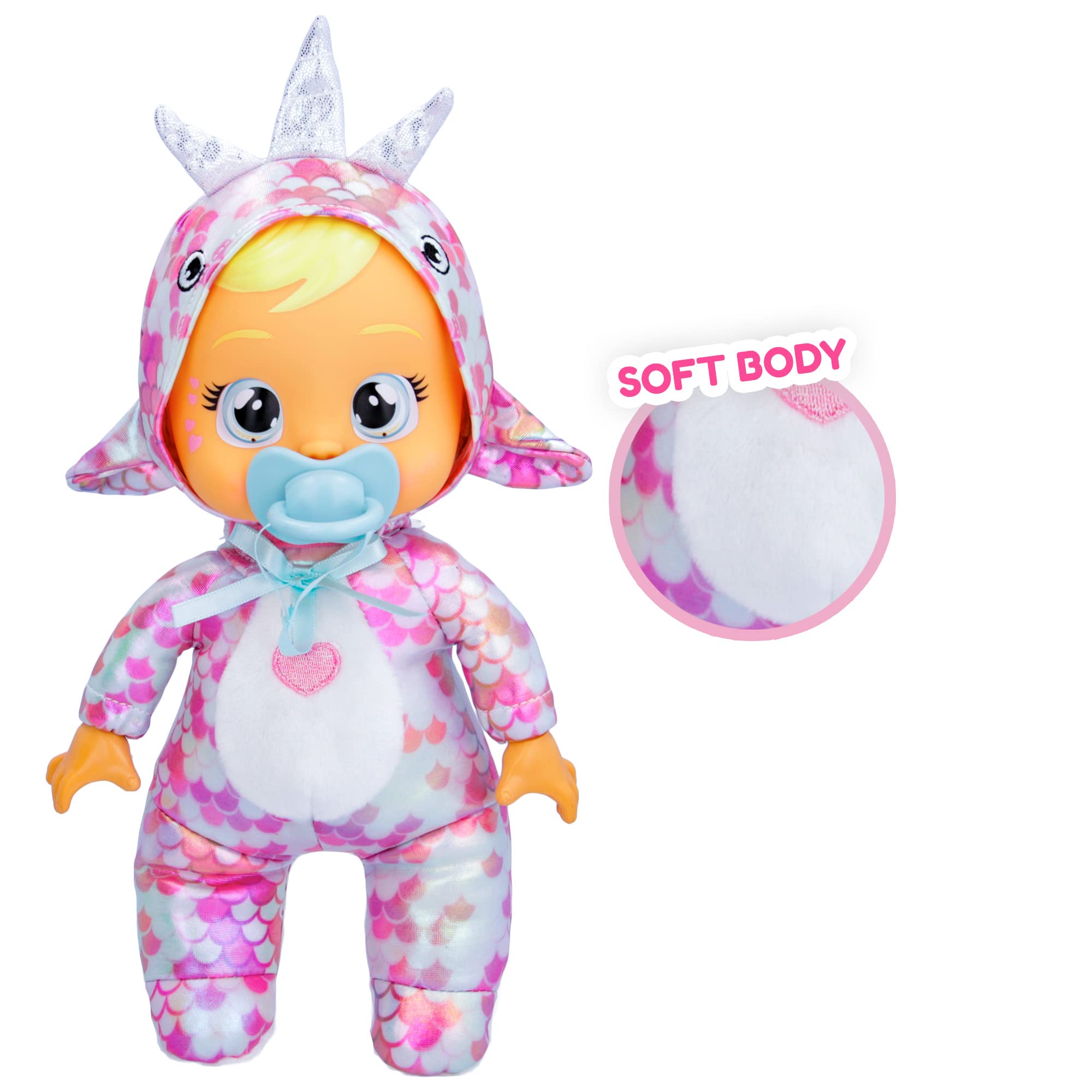 Cry Babies Tiny Cuddles Dinos Stella- 9" Baby Dolls, Cries Real Tears, Dinosaur Metallic Themed Pajamas