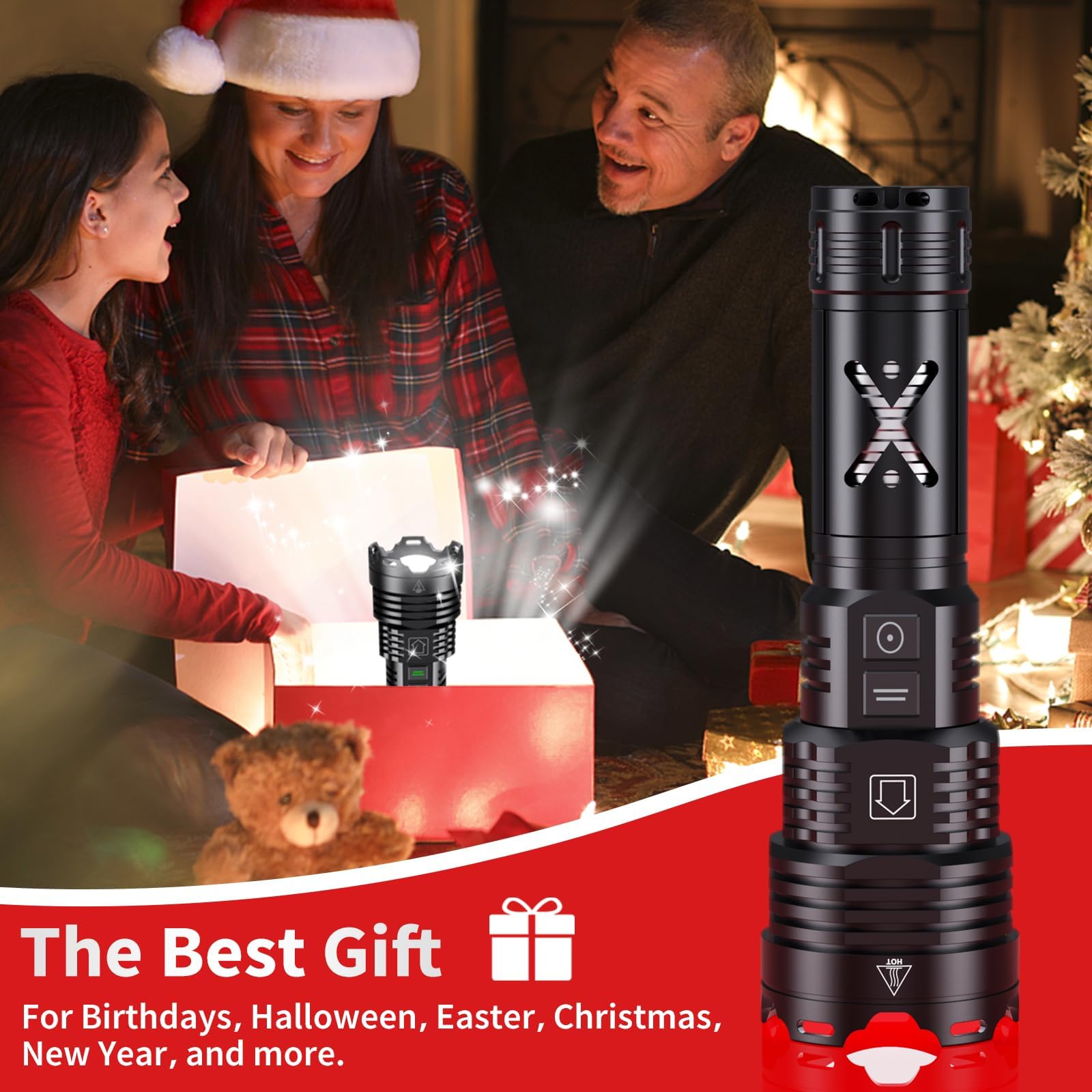 Rechargeable Led Flashlights High Lumens,Super Bright Flashlight True 1500,000LM,Powerful Tactical Flashlight Up to 24H Long Battery Life |Zoomable|6 Light Modes|IP67 Water Resistant for Home Camping