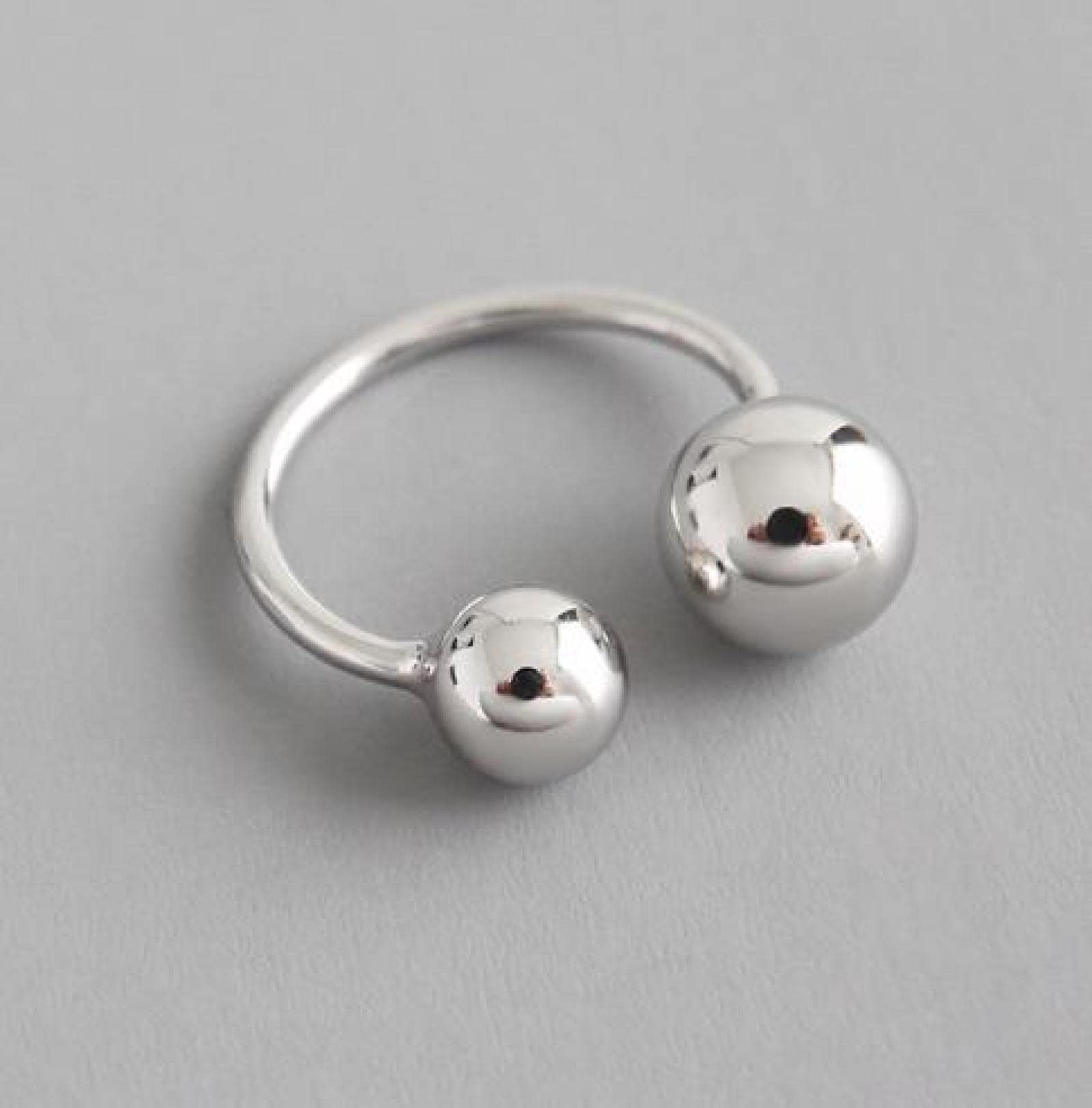925 Sterling Silver Bead Ball Open Ring, Party Jewelry For Women