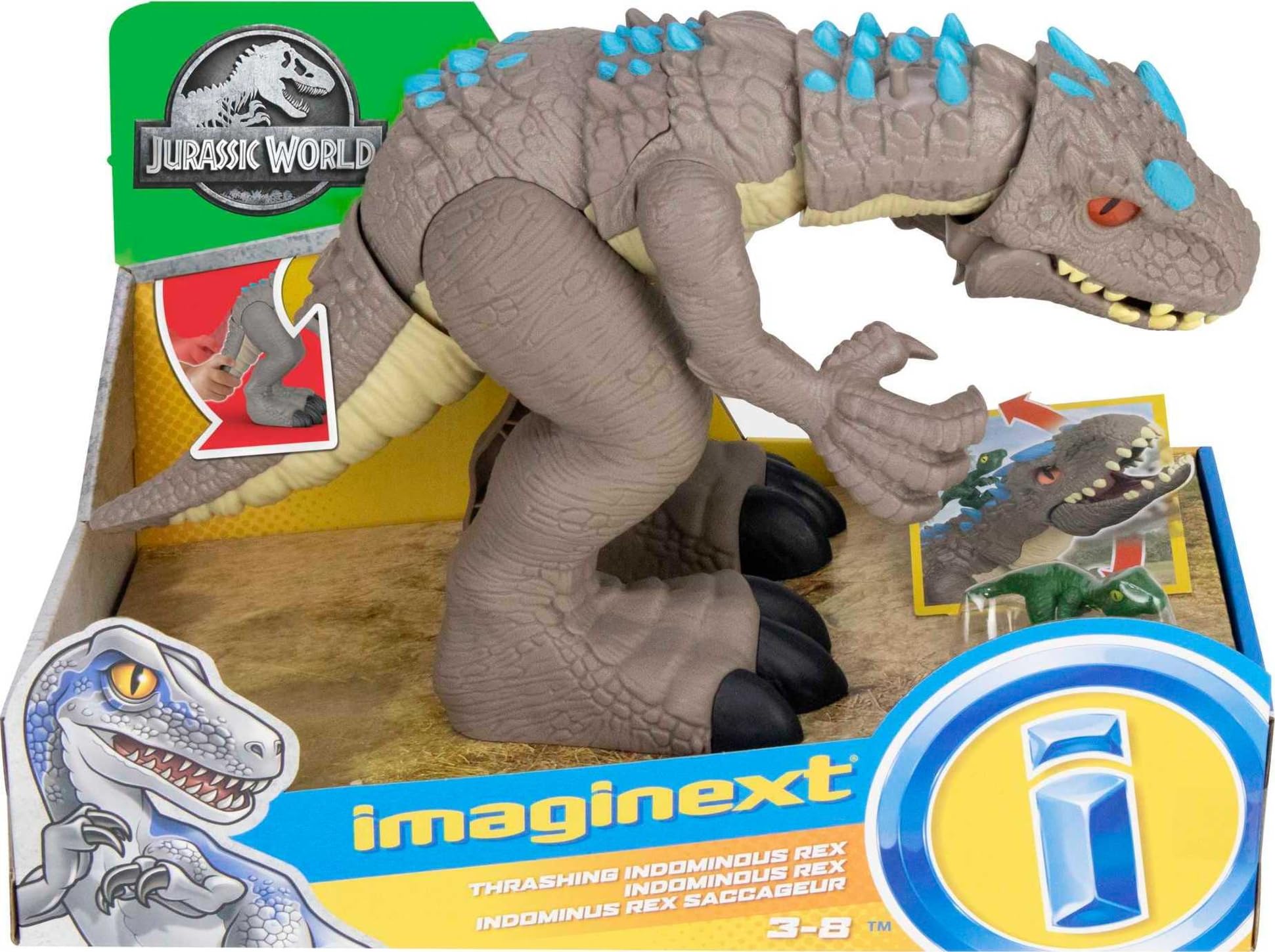 Fisher-Price Imaginext Jurassic World Dinosaur Toy Thrashing Indominus Rex Figure Set for Pretend Play Preschool Kids Ages 3+ Years