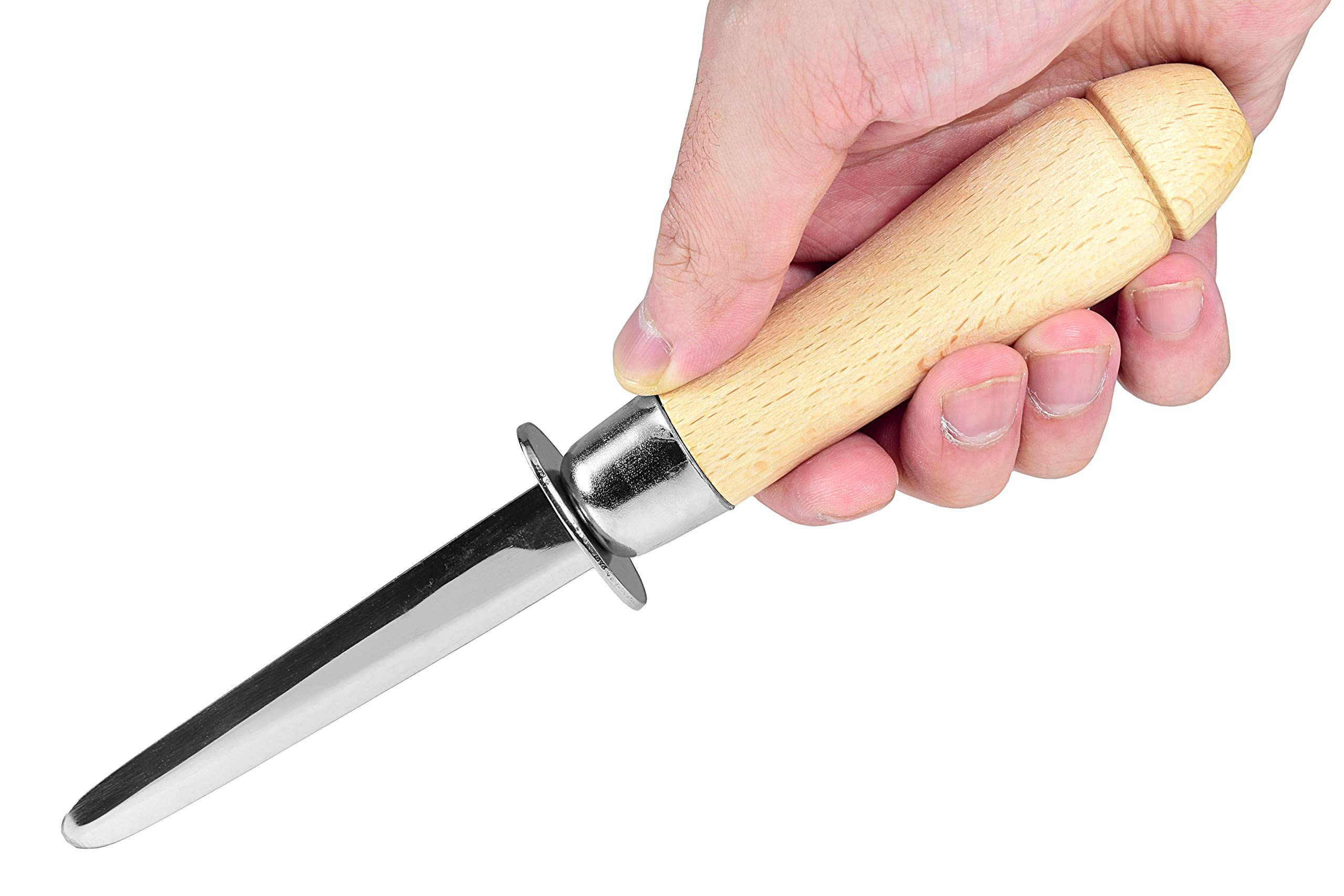 Seki Japan Oyster Knife, Japanese Hand Guard Shellfish Opener, Oyster Shucking 3.7 inch (96 mm) Stainless Blade, Beech Wood Handle
