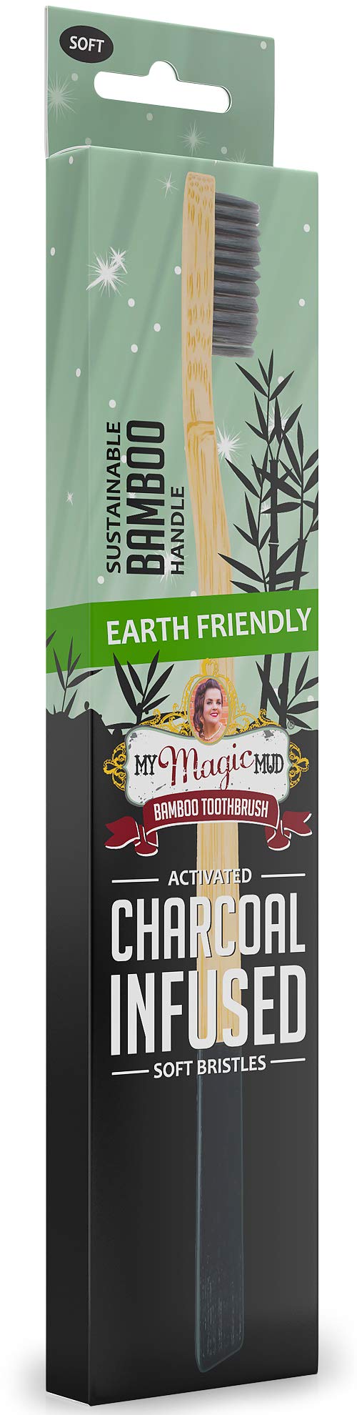 MY MAGIC MUD - Earth-Friendly Bamboo Toothbrush, Activated Charcoal Infused, Sustainably Produced, Soft Bristles, 1 Pack