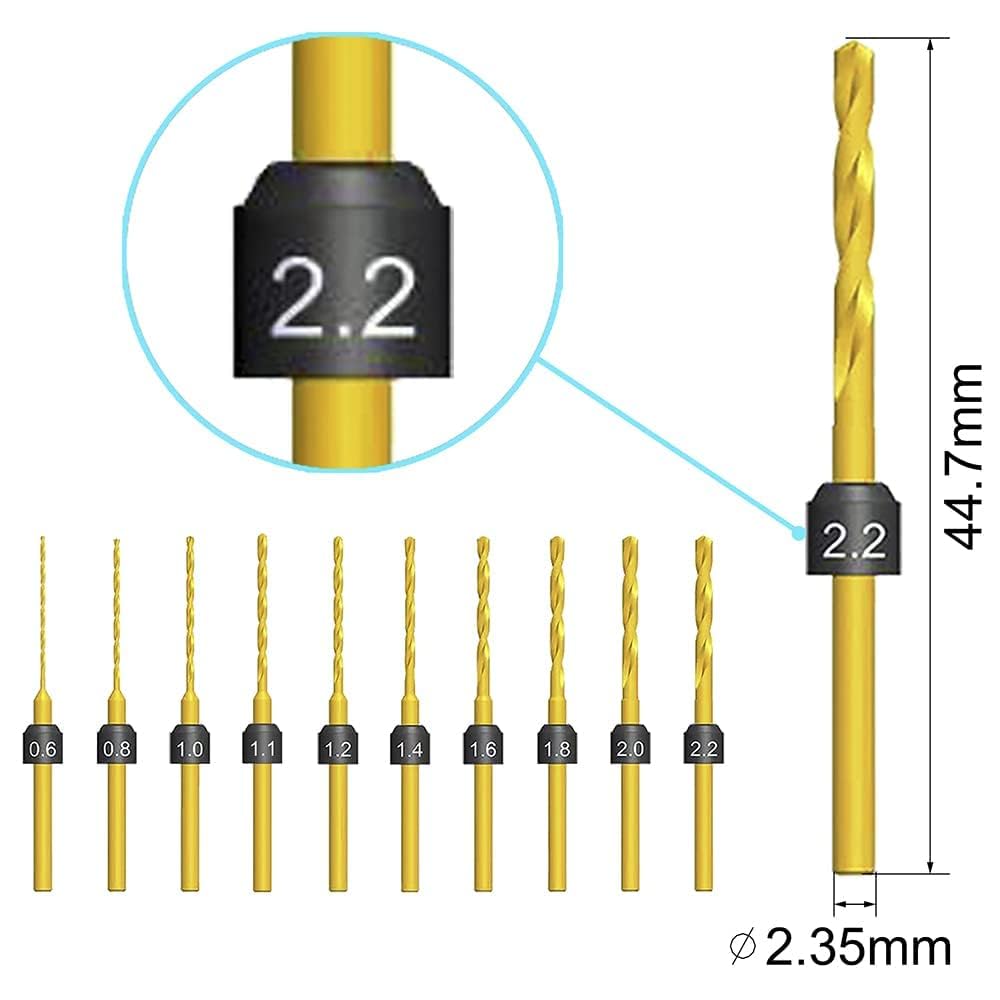 AM ARROWMAX PCB Micro Drill Bit Set, 0.5mm-2.3mm, 3/32-Inch Shank, Size Marked, Tungsten Carbide Jewelry Drill Bits Set, Hole Drilling Tool for DIY, Amber, Beads, PCB, Wood, Bead (PCB B Set)