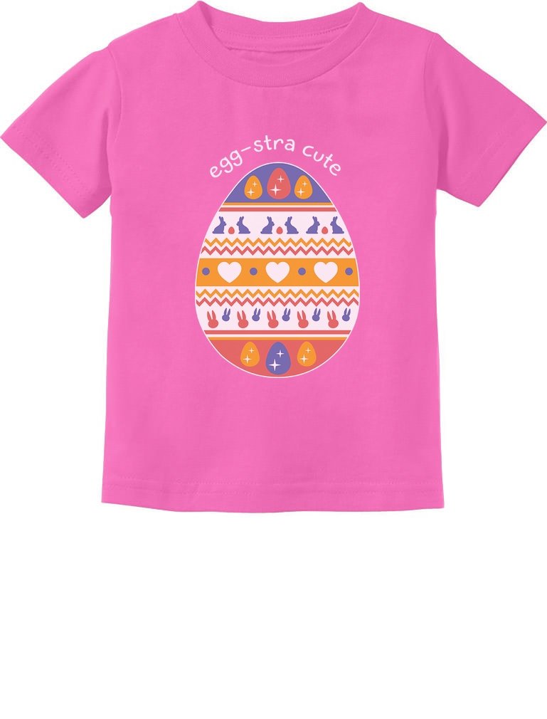 Eggstra Cute Easter Tee Decorated Cute Infant Toddler Kids Bunny T-Shirt 12M Pink