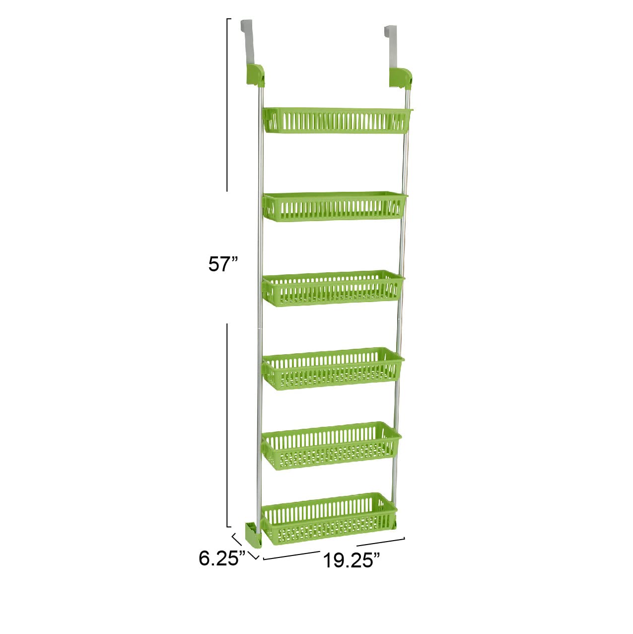 Household Essentials 6-Tier Basket Over-The-Door Organizer, Lime