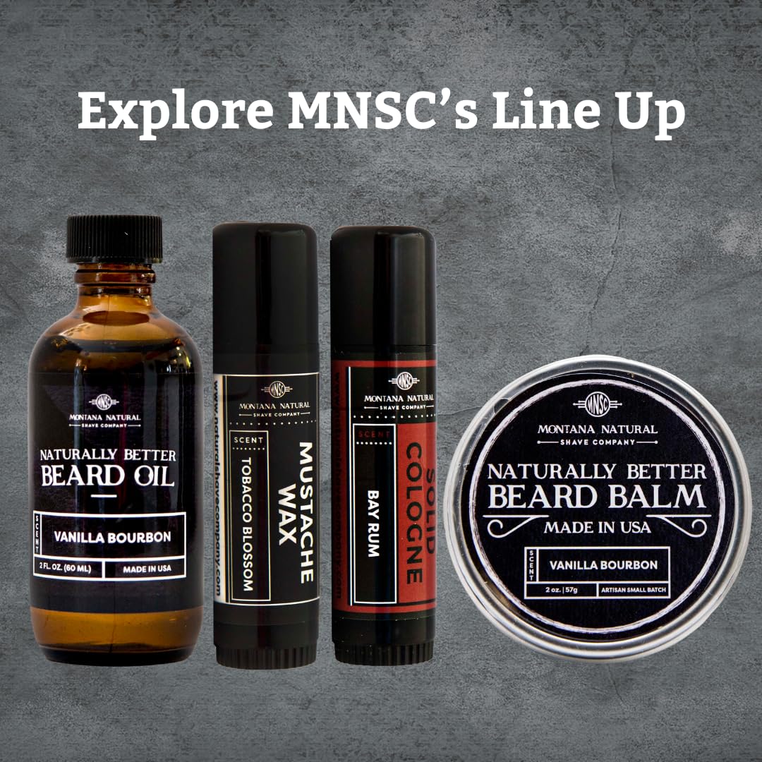 MNSC Vanilla Bourbon Mustache Wax - Medium Hold Balm - All-Natural Beeswax and Plant-Based Oils, Petroleum-Free, Hypoallergenic Ingredients, Handmade in USA