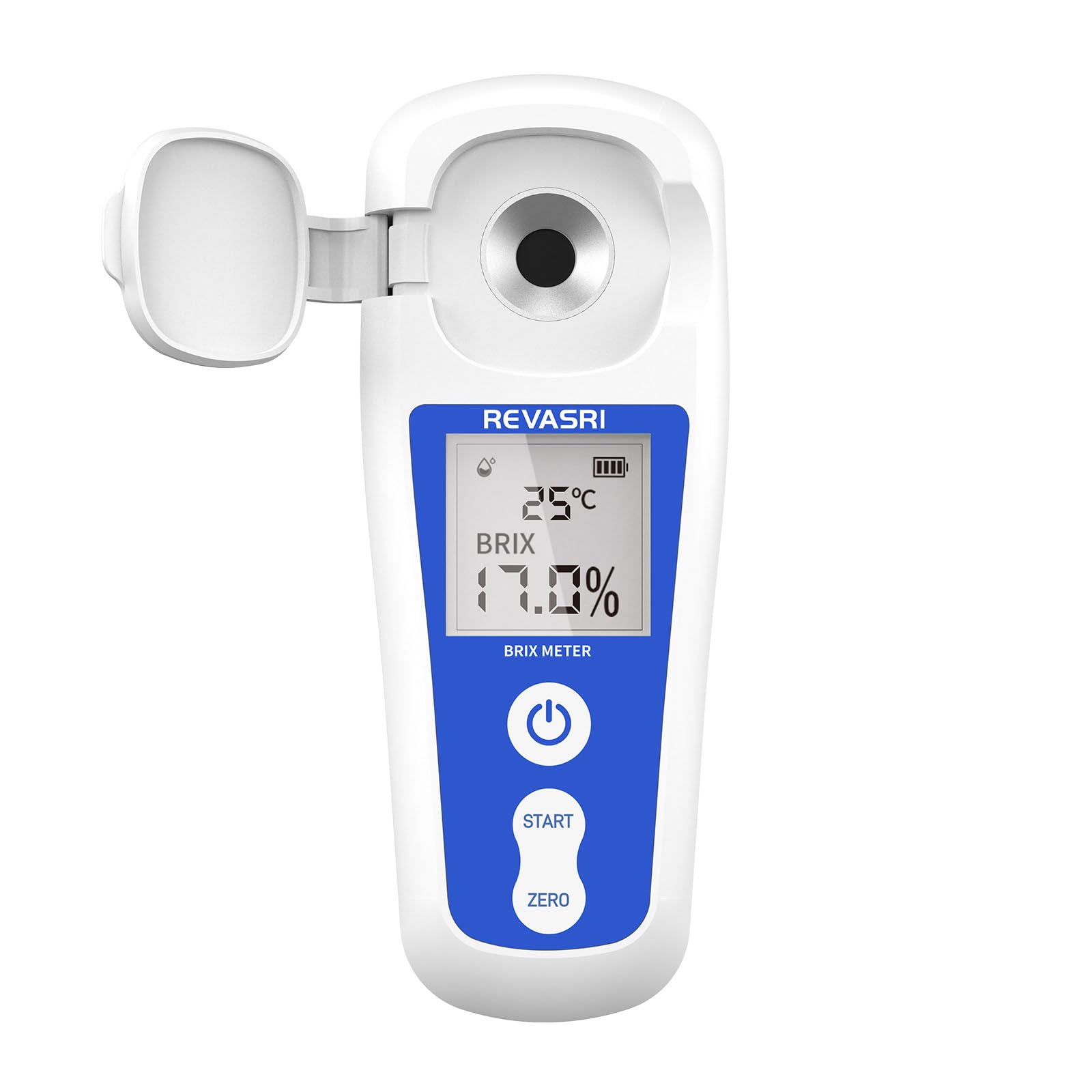 REVASRI Digital Brix Refractometer, Rechargeable Brix Meter for Liquid Sugar Content with LCD, 0-55% Range ±0.2% Accuracy with Auto Temperature Compensation